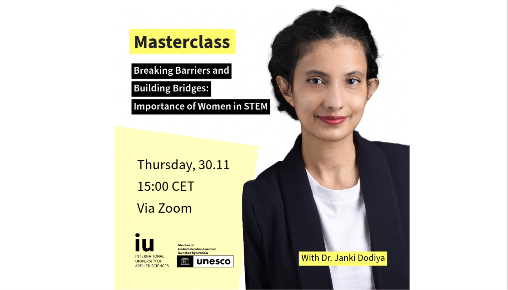 Master class: Breaking Barriers and Building Bridges: Importance of Women in STEM | Unesco